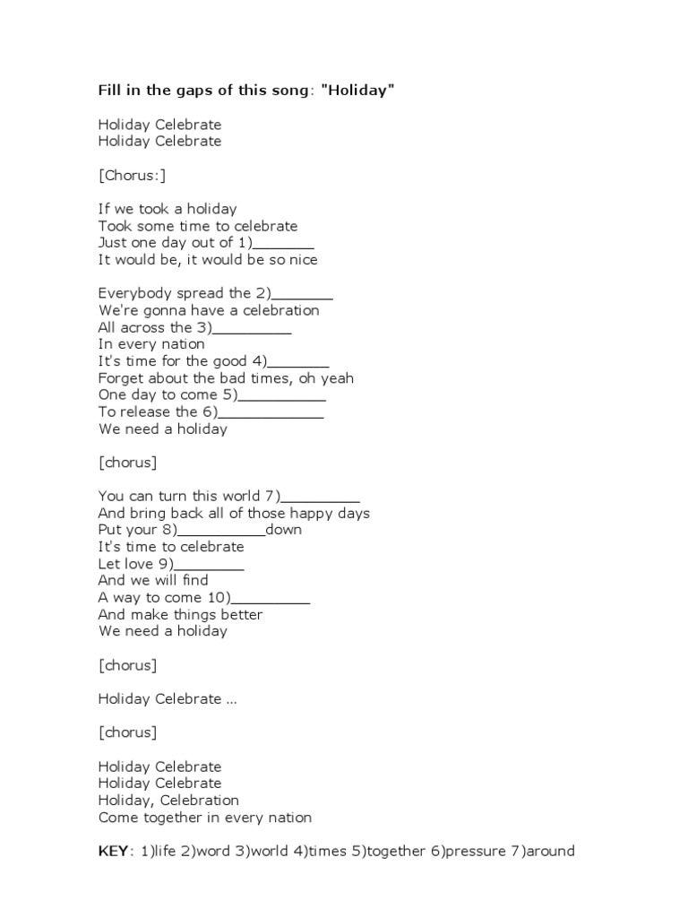 Fill in The Gaps of This Song | PDF