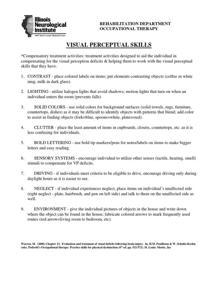 Visual Perceptual Skills in OT | PDF | Perception | Nervous System