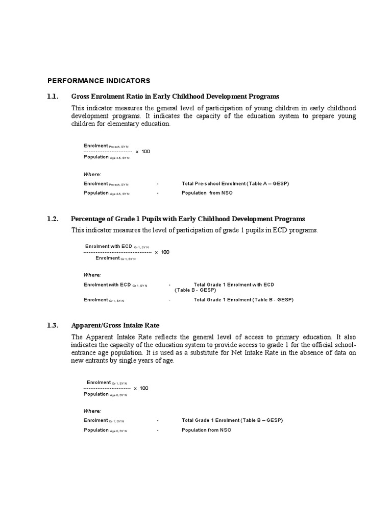 Performance Indicators Formula | PDF | Traditions | Primary Education