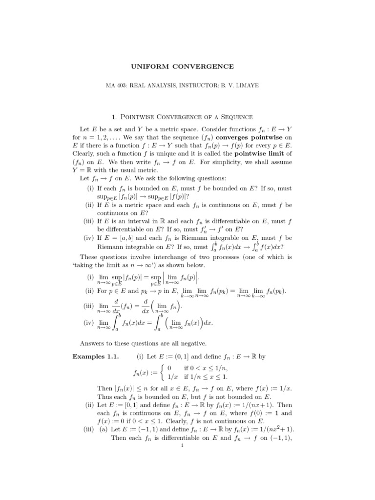 Uniform Convergence | PDF | Series (Mathematics) | Continuous Function