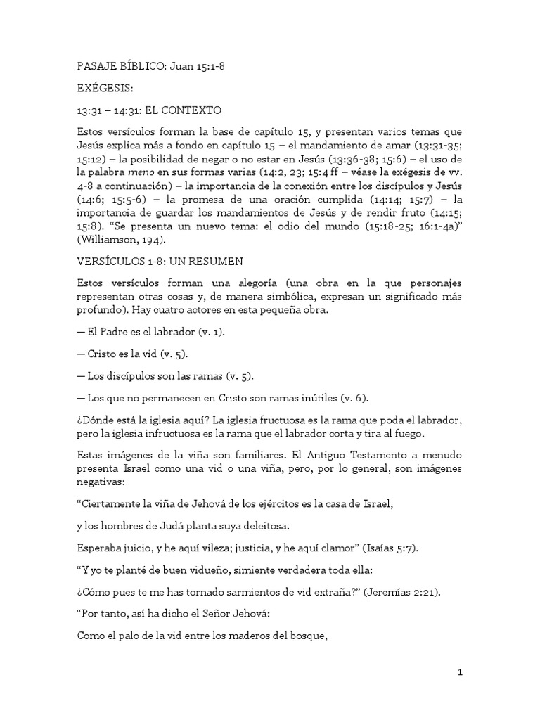 Juan 15, 1-8 | PDF | Jesús | Oración