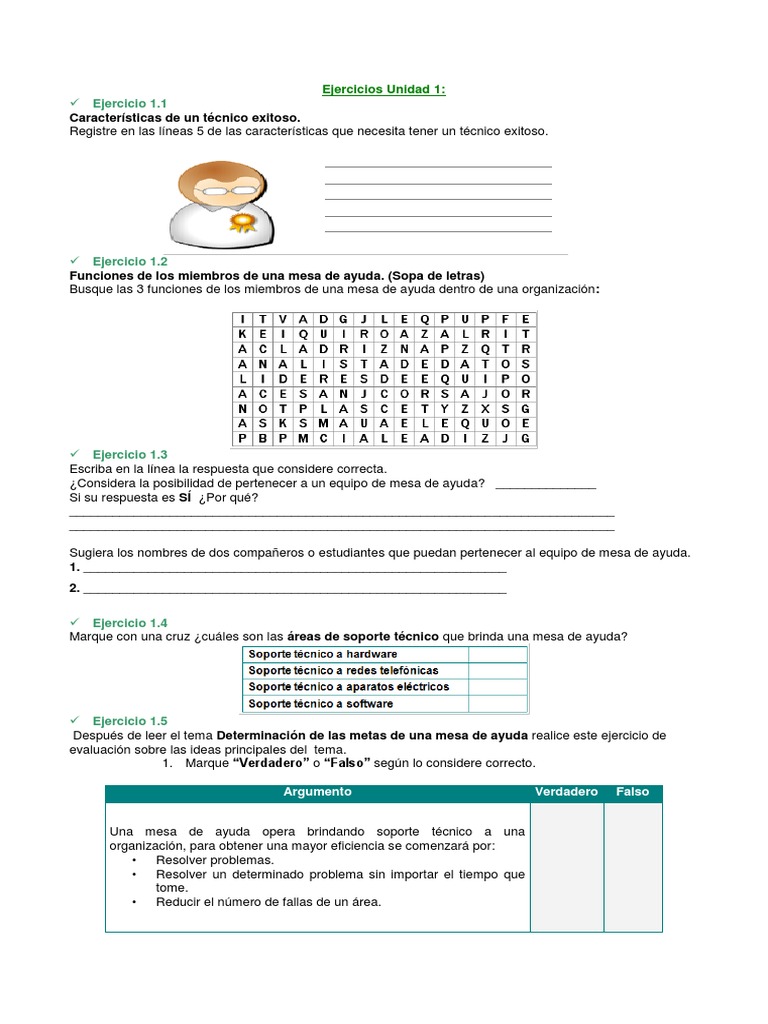 Ejercicios de Mesa de Ayuda Técnico | PDF | Mesa de ayuda | Soporte técnico