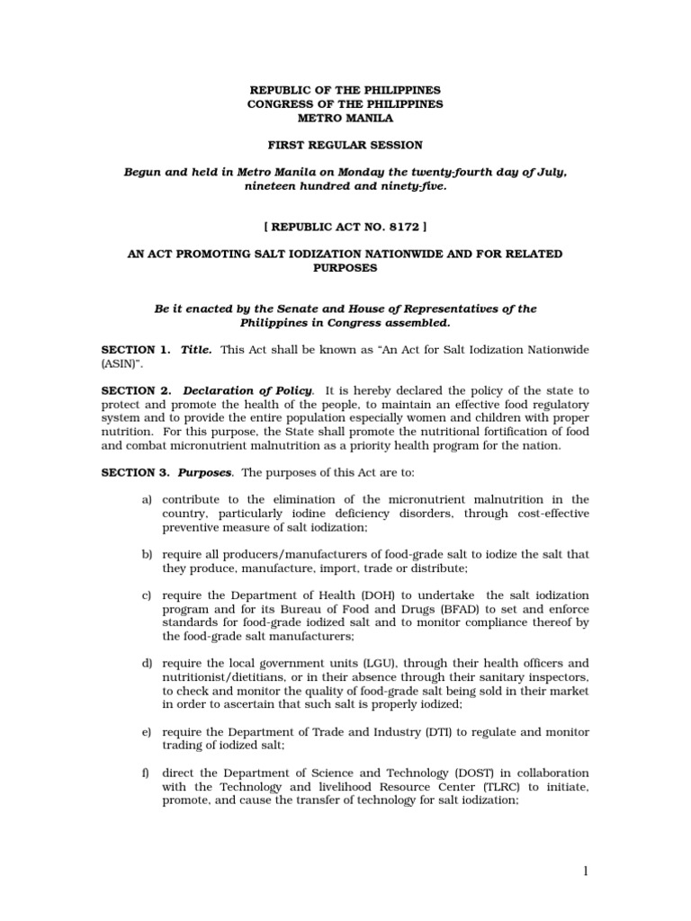 RA 8172 - Asin Law - 2 | PDF | Micronutrient | Magnesium