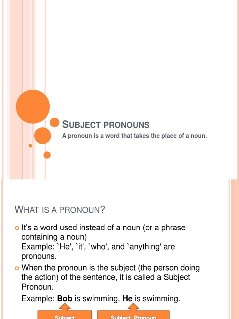 Subject Pronouns PowerPoint Notes | Download Free PDF | Grammatical ...