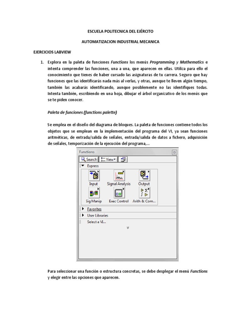 Ejercicios LabView PDF | PDF | Matriz (Matemáticas) | Función (Matemáticas)