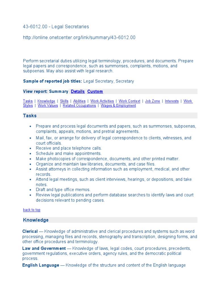 Legal Secretaries | PDF | Business | Labour