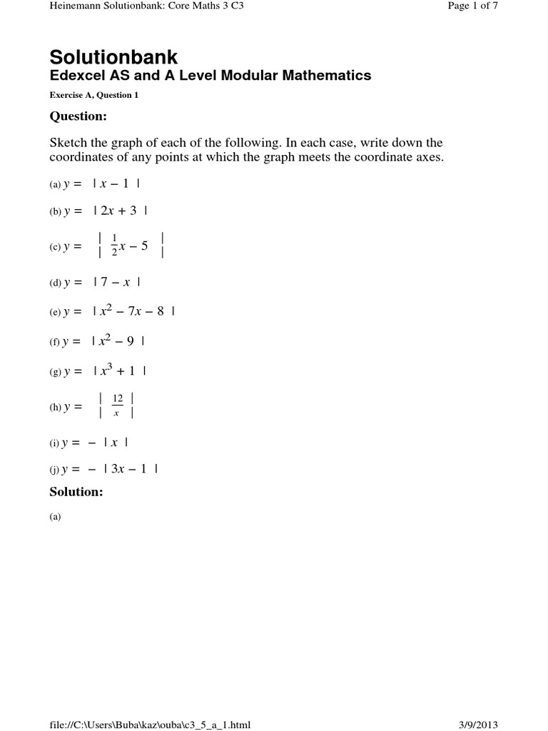 Solutionbank: Edexcel AS and A Level Modular Mathematics | PDF ...