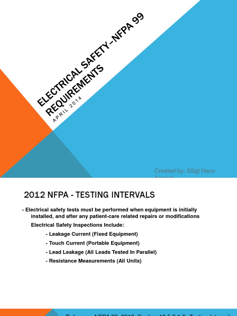 Electrical Safety - Nfpa Requirements | PDF | Electrical Resistance And ...