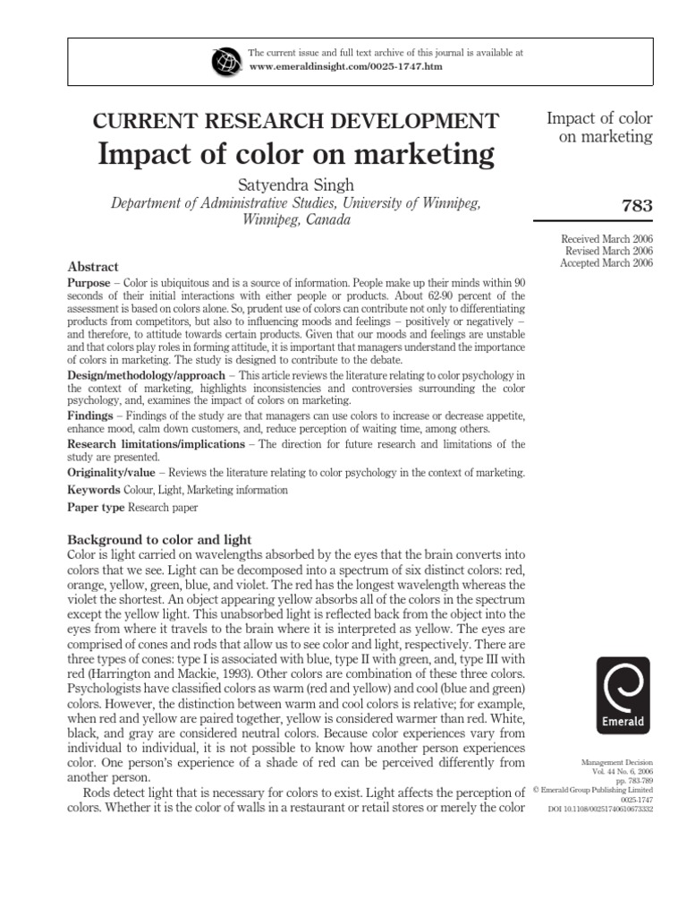 Color Psychology in Marketing Impact | PDF | Science & Mathematics