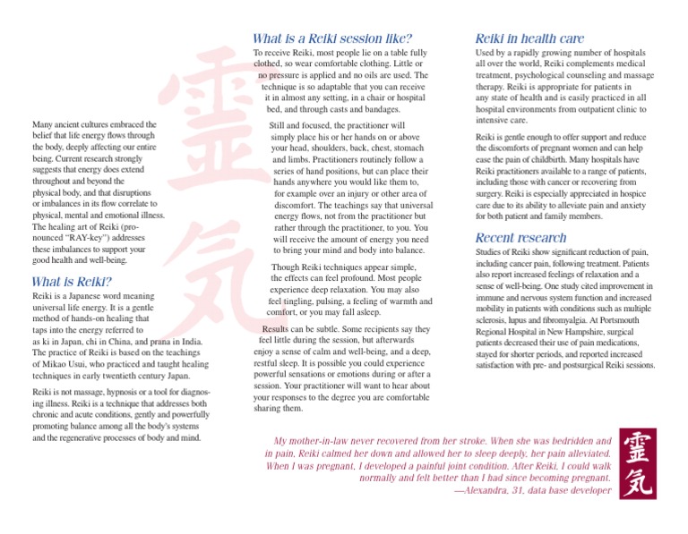 Reiki Brochure Inside | PDF | Reiki | Pain
