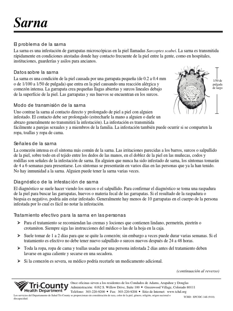 Scabies Spanish Fact Sheet | PDF | Ciencias de la Salud | Rtt