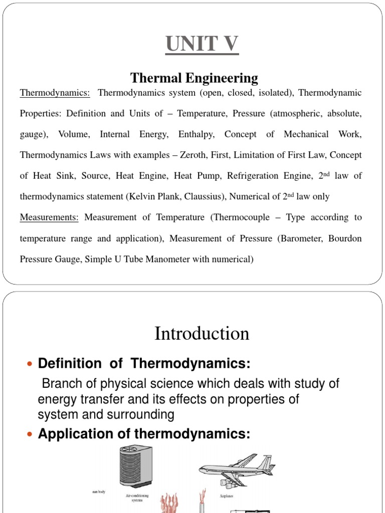 BME Unit V Thermodynamics | PDF | Heat | Temperature