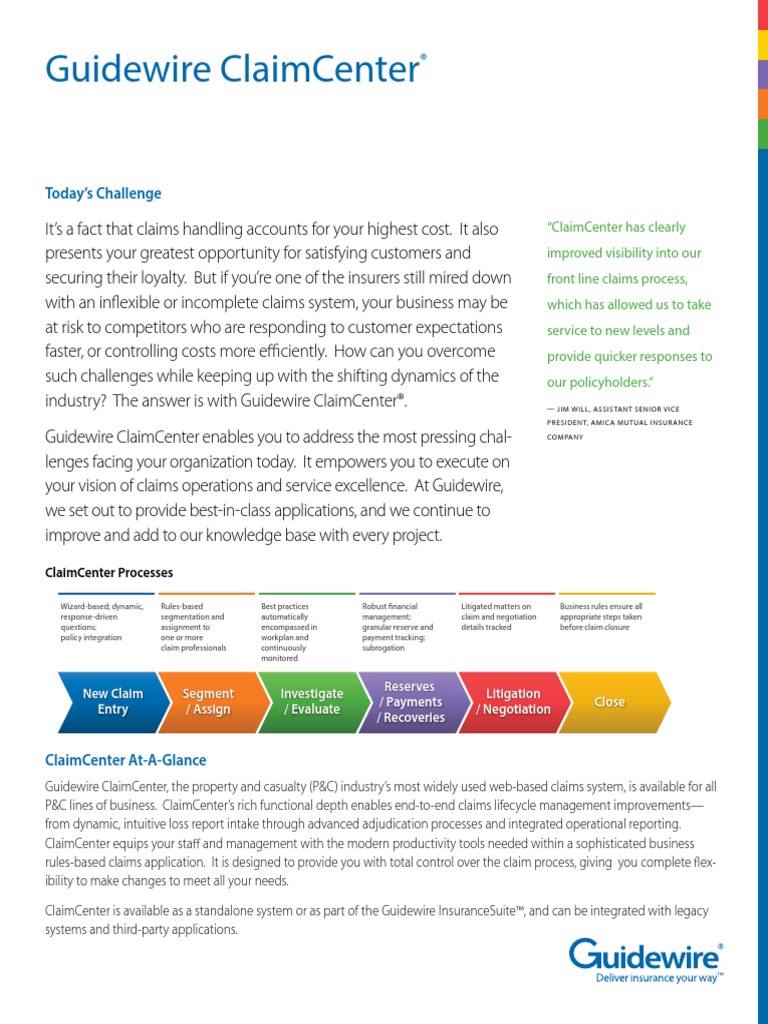 Brochure Guidewire ClaimCenter | PDF | Insurance | Automation