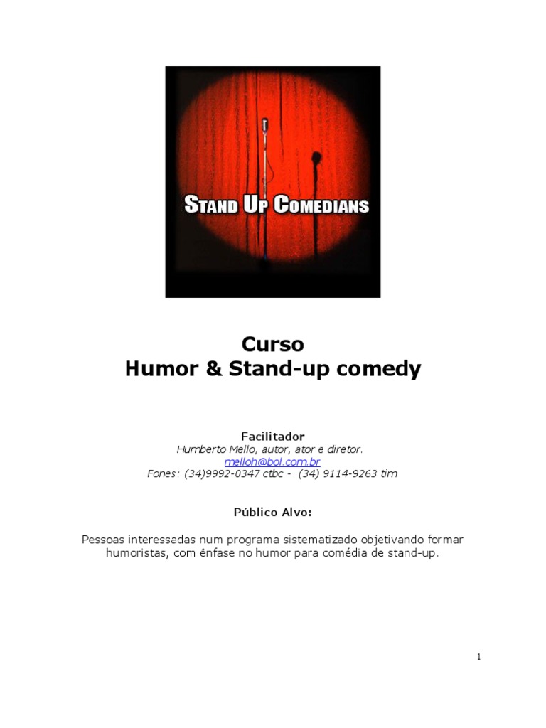 Curso Humor & Stand-Up Comedy | PDF | Comédia stand-up | Artes (geral)