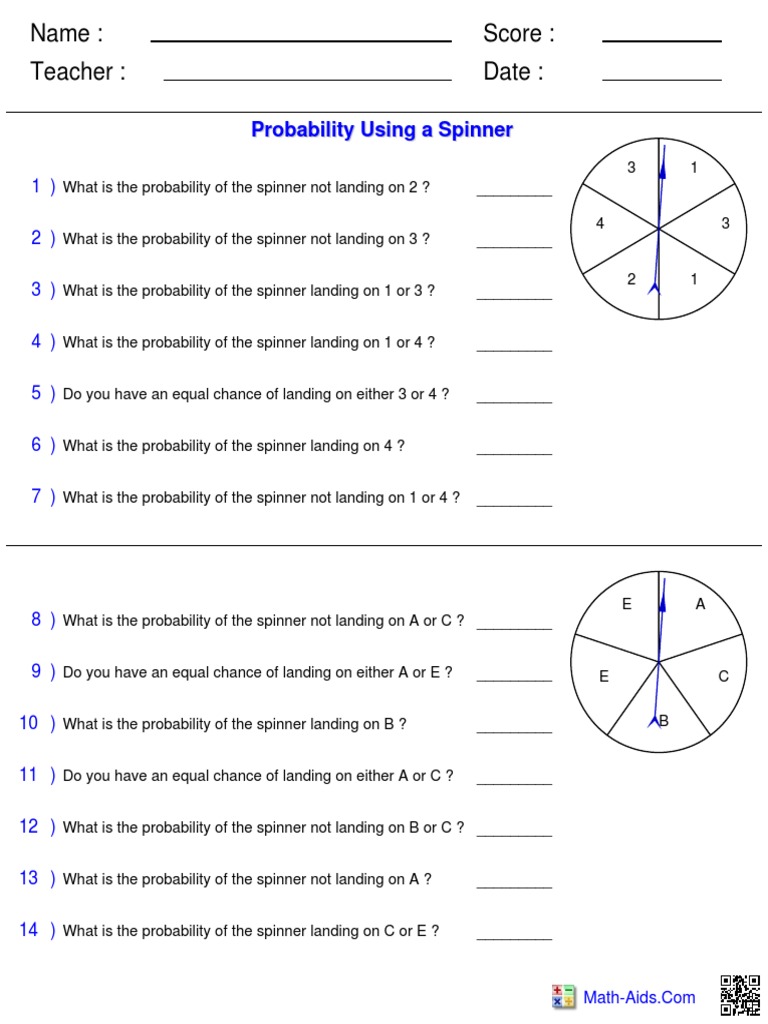 Probability Spinner | PDF | Games & Activities