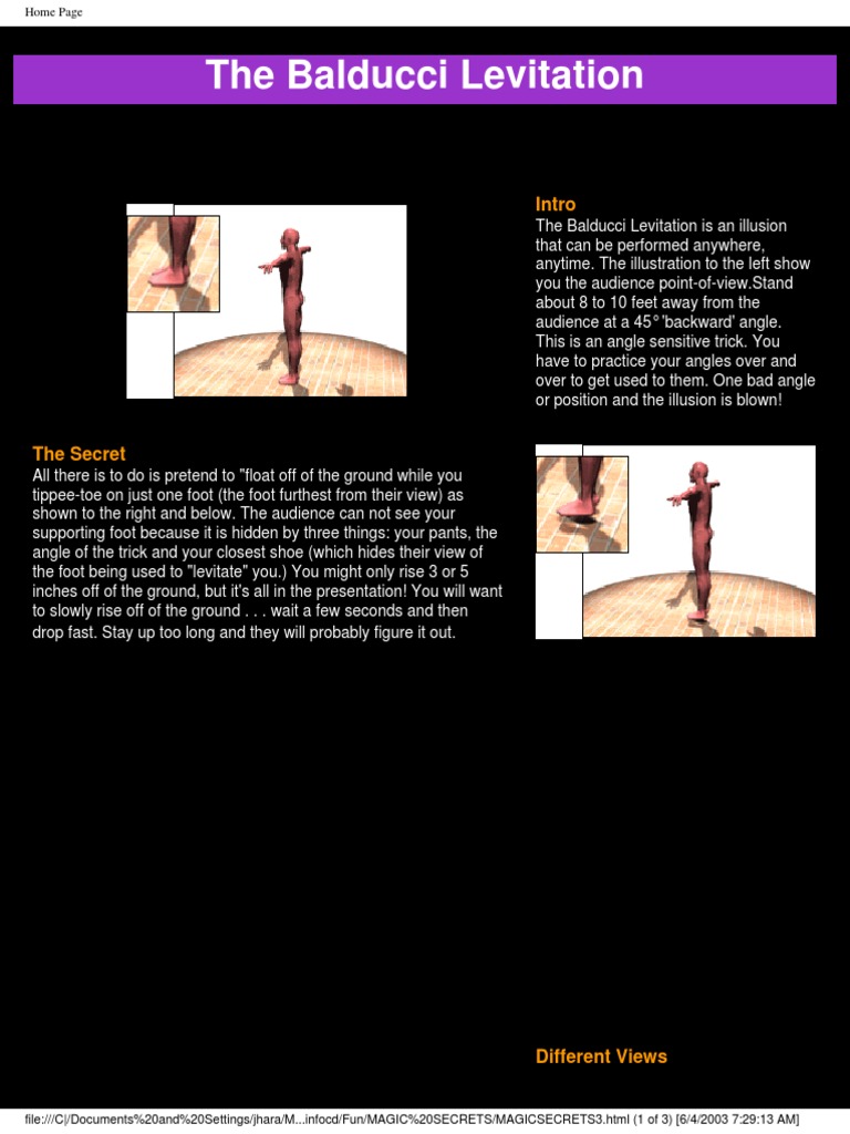 The Balducci Levitation | PDF | Illusion | Magic (Illusion)