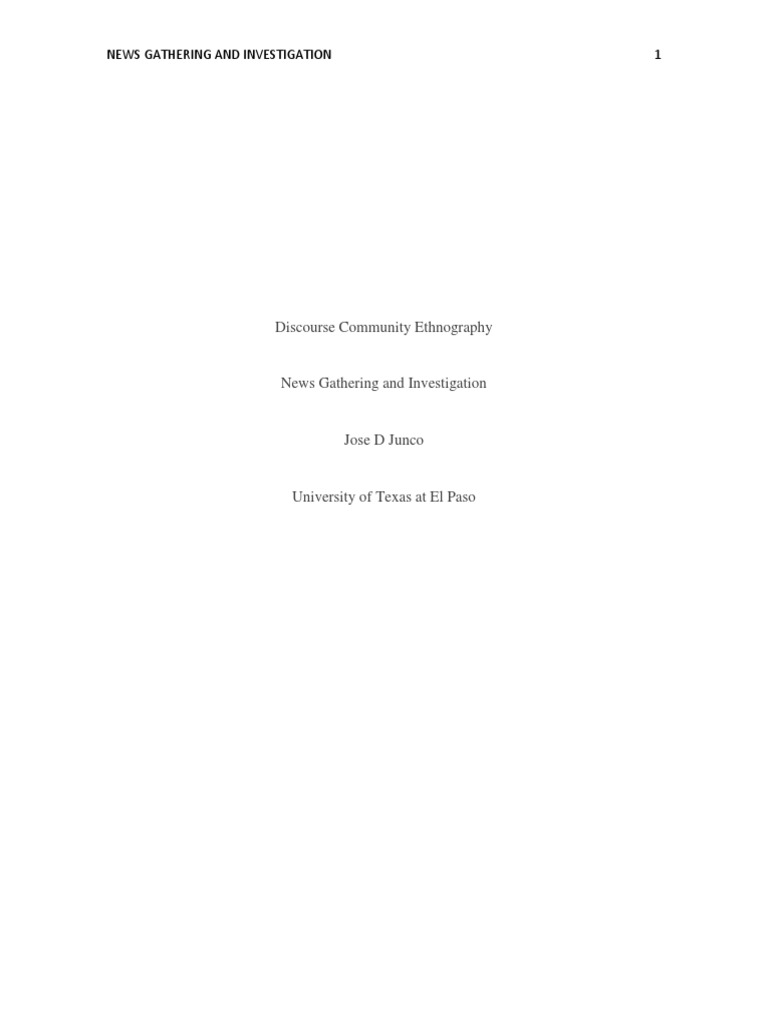 Discourse Community Ethnography Apa | PDF | Journalism | Multimedia