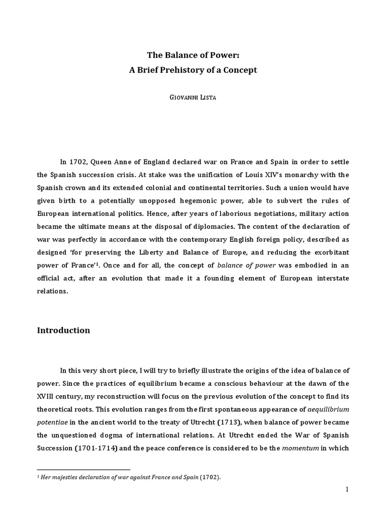 Balance of Power History | PDF | Foreign Policy | Political Science