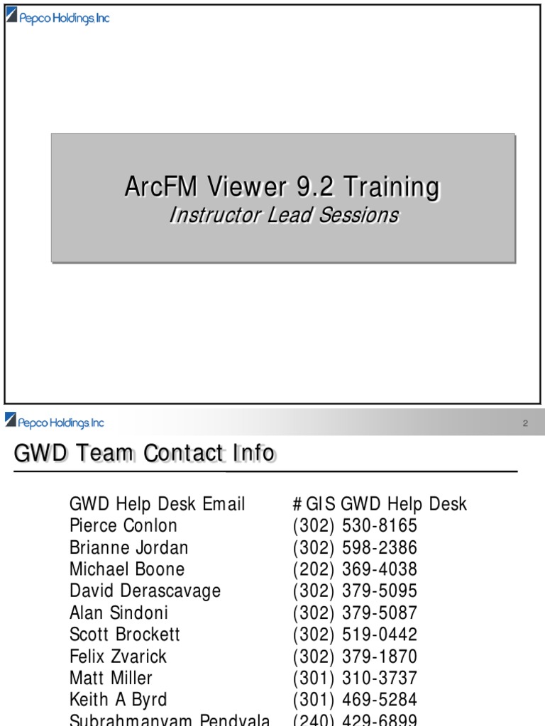 ArcFM Viewer 9.2 Training Documentation: Instructor-Led Sessions on ...