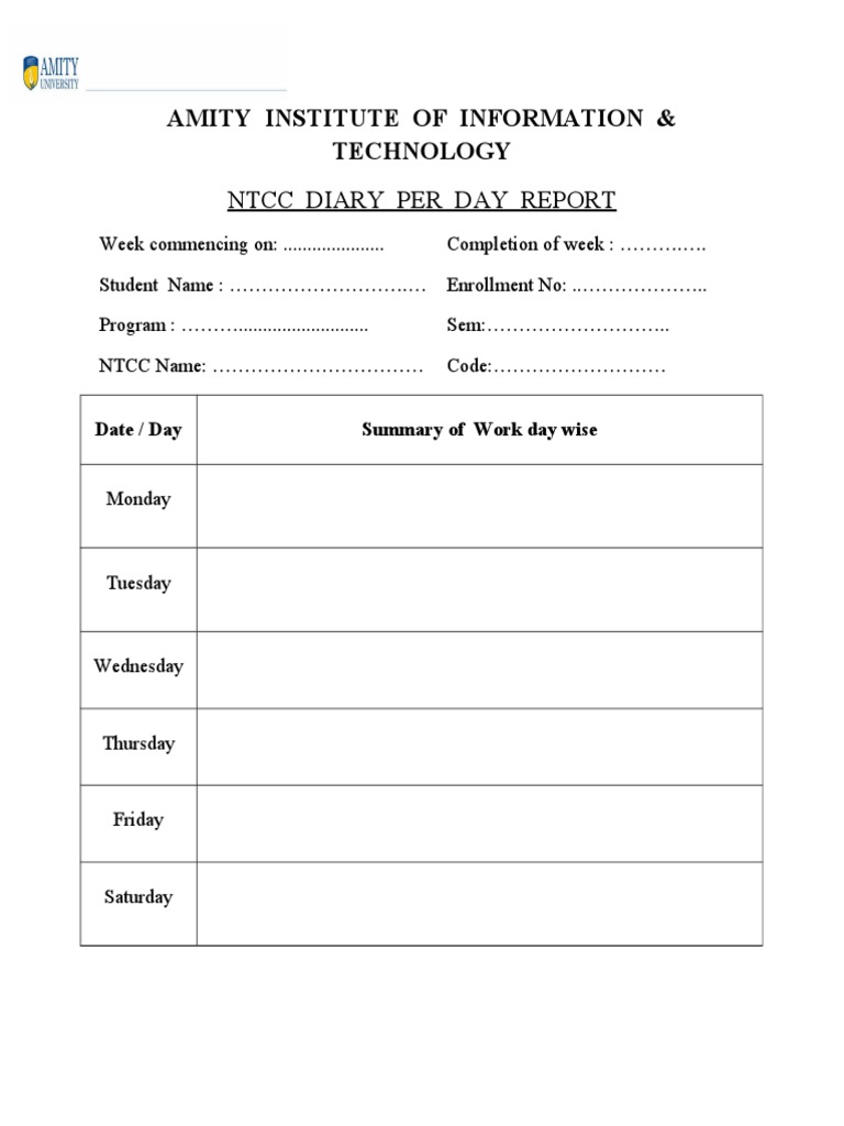 NTCC Daily Diary Report Format | PDF | Technology & Engineering