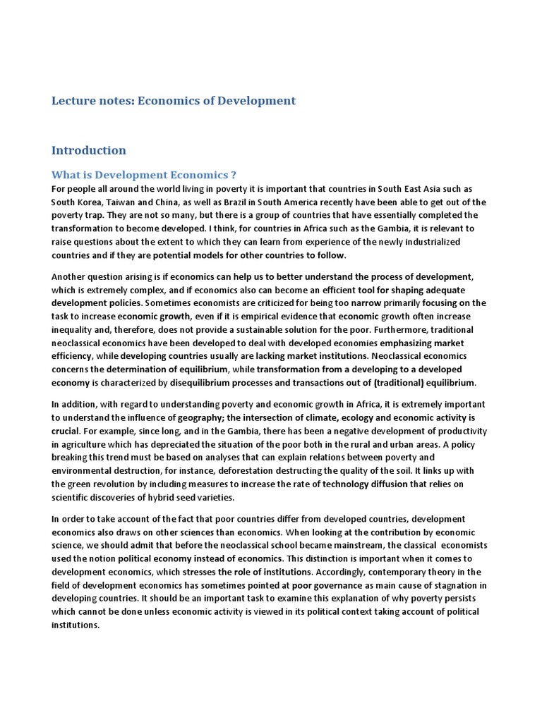 Lectures Economic Development | PDF