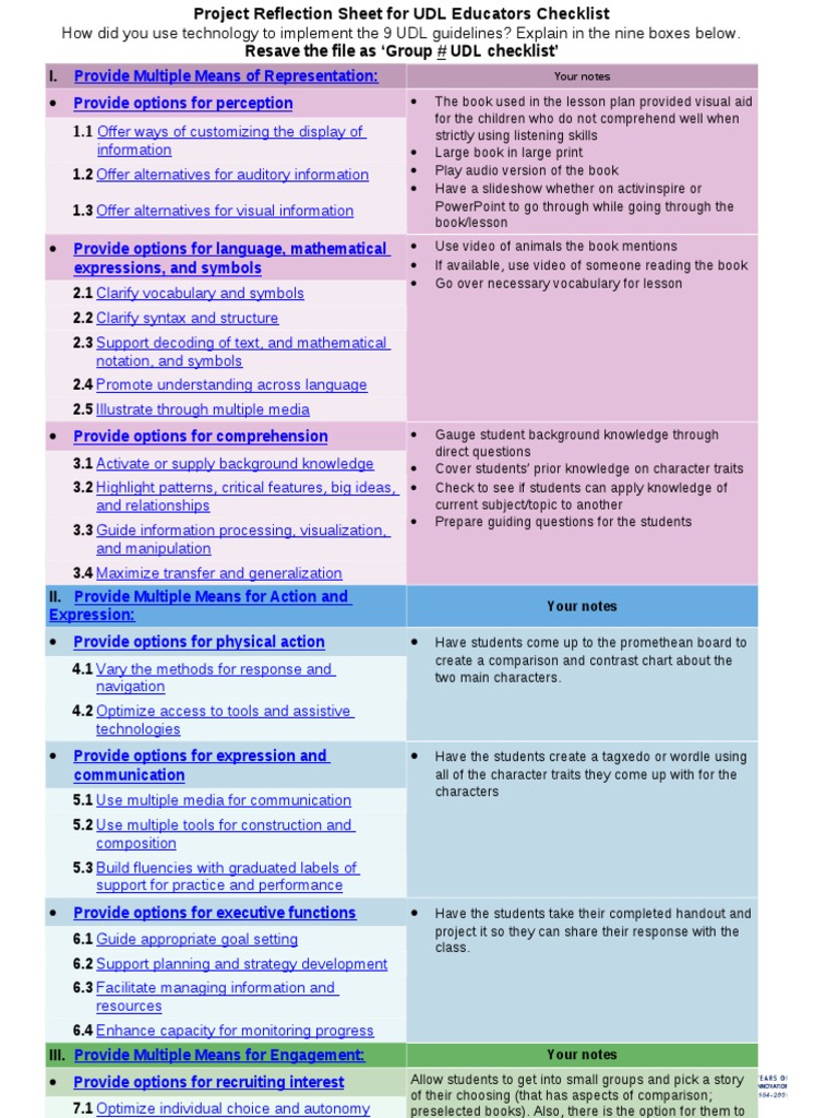 Team 2 UDL Checklist | PDF | Neuropsychological Assessment | Epistemology