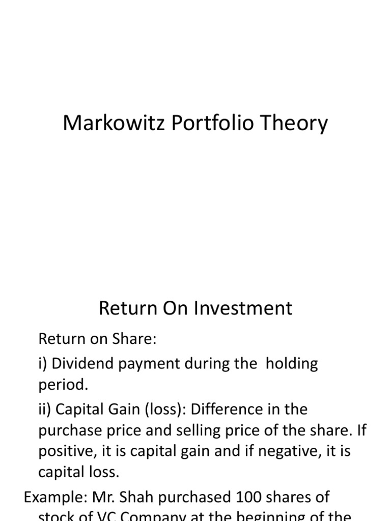 Markowitz Portfolio TheoryR | PDF | Dividend | Yield (Finance)