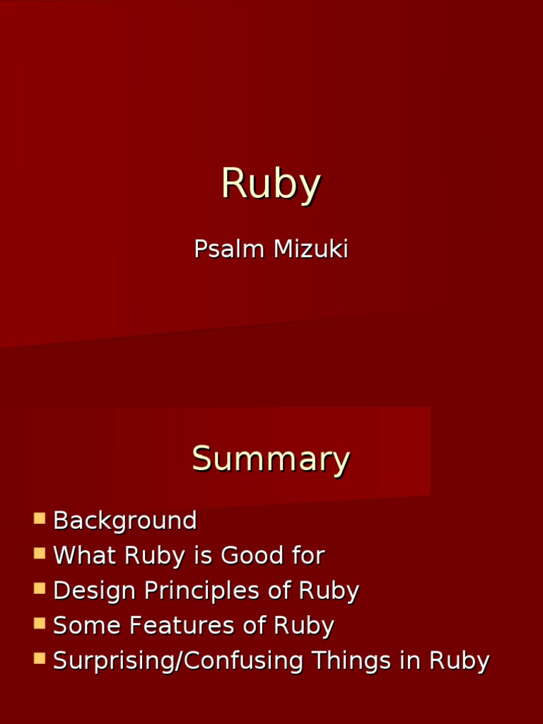 Psalm Mizuki | PDF | Ruby (Programming Language) | Inheritance (Object Oriented Programming)