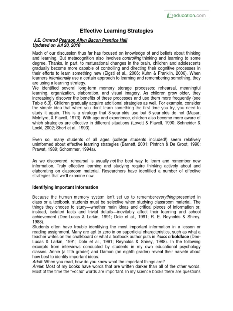Effective Learning Strategies | PDF | Attention | Learning
