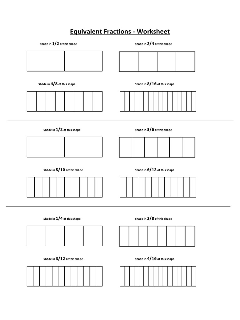 Starter Worksheet - Equivalent Fractions | PDF