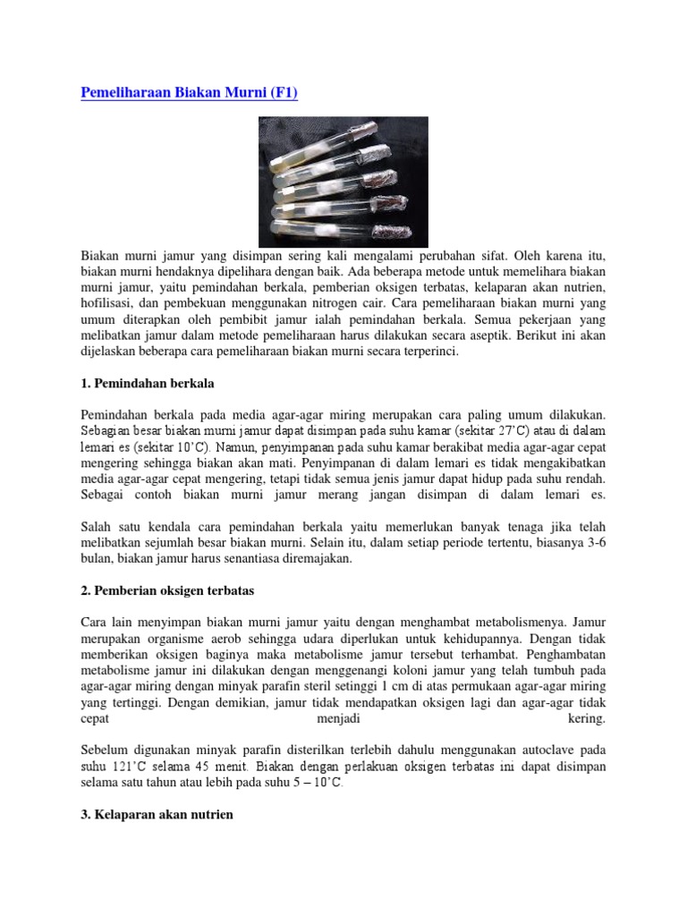 Pemeliharaan Biakan Murni | PDF | Kesehatan Holistik | Sains & Matematika