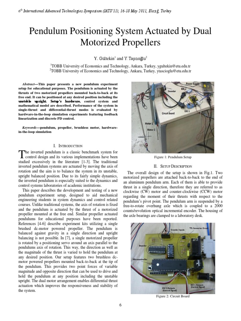 Pendulum Positioning System Actuated by Dual Motorized Propellers | PDF ...