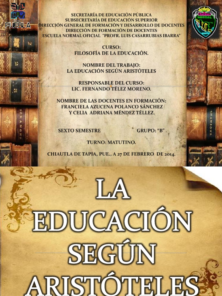 Educación Según Aristóteles Pdf Aristóteles Platón