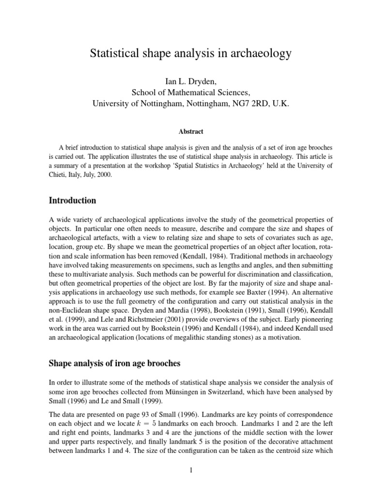 Statistical Shape Analysis in Archaeology | PDF | Shape | Geometry