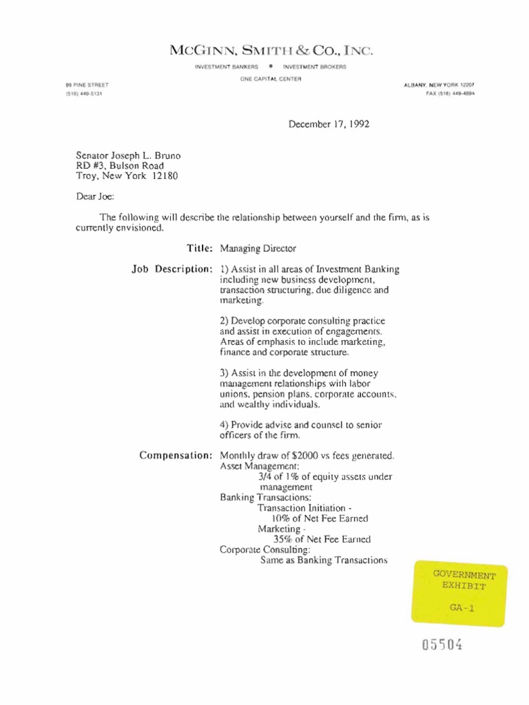McGinnSmith Offer Letter (GA-01) | PDF | Investment Banking | Banks