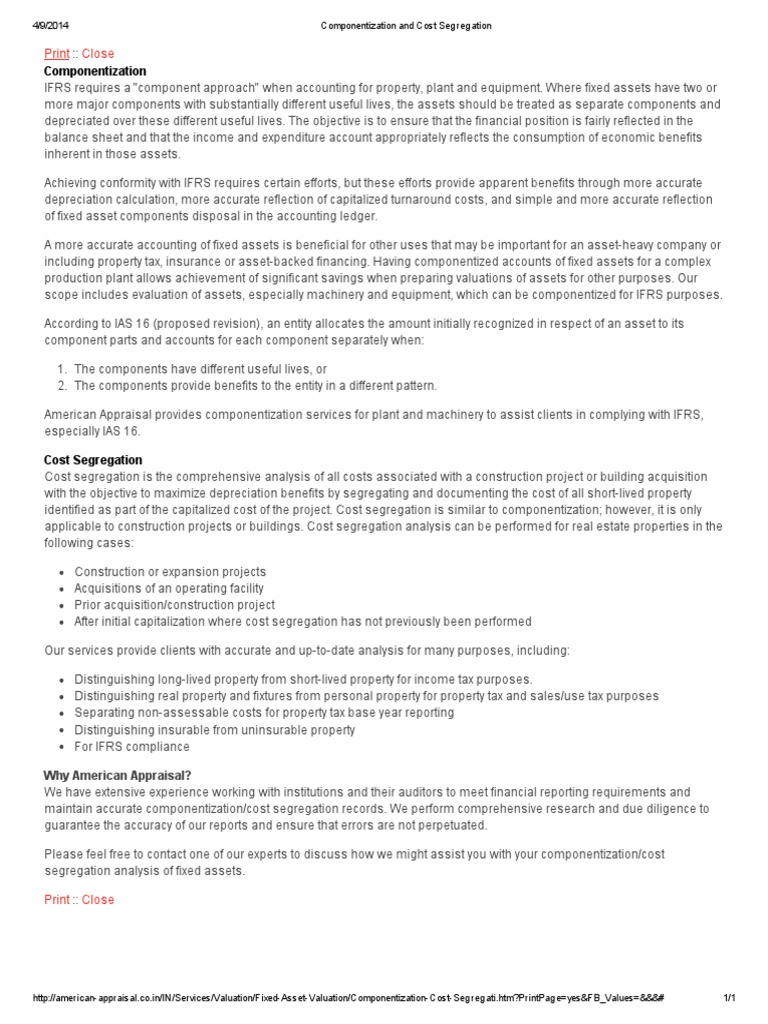 Componentization & Cost Segregation Guide | PDF | International ...