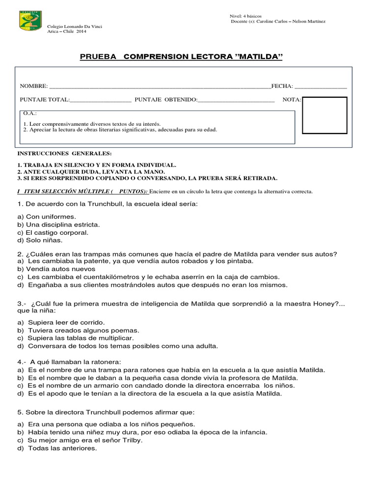 Prueba Matilda | PDF | Ocio