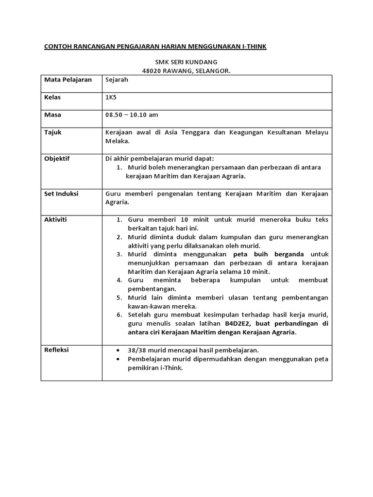 Contoh PDP Guna I Think | PDF