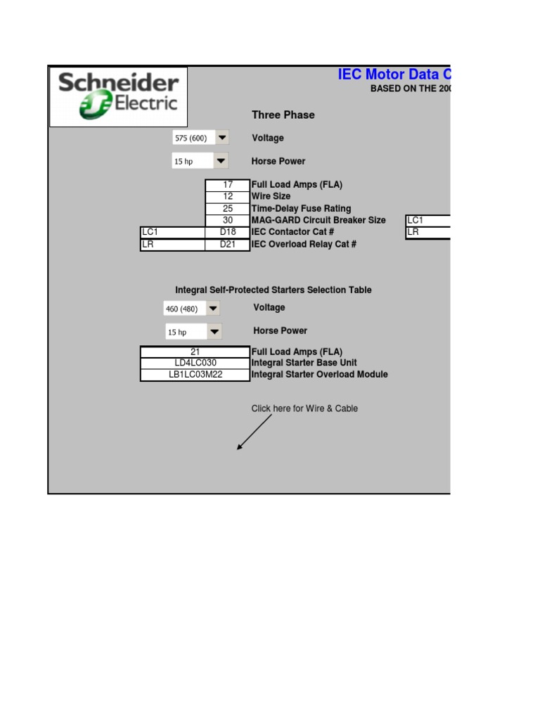 IEC Motor Data Calculator: Three Phase | PDF | Fuse (Electrical ...