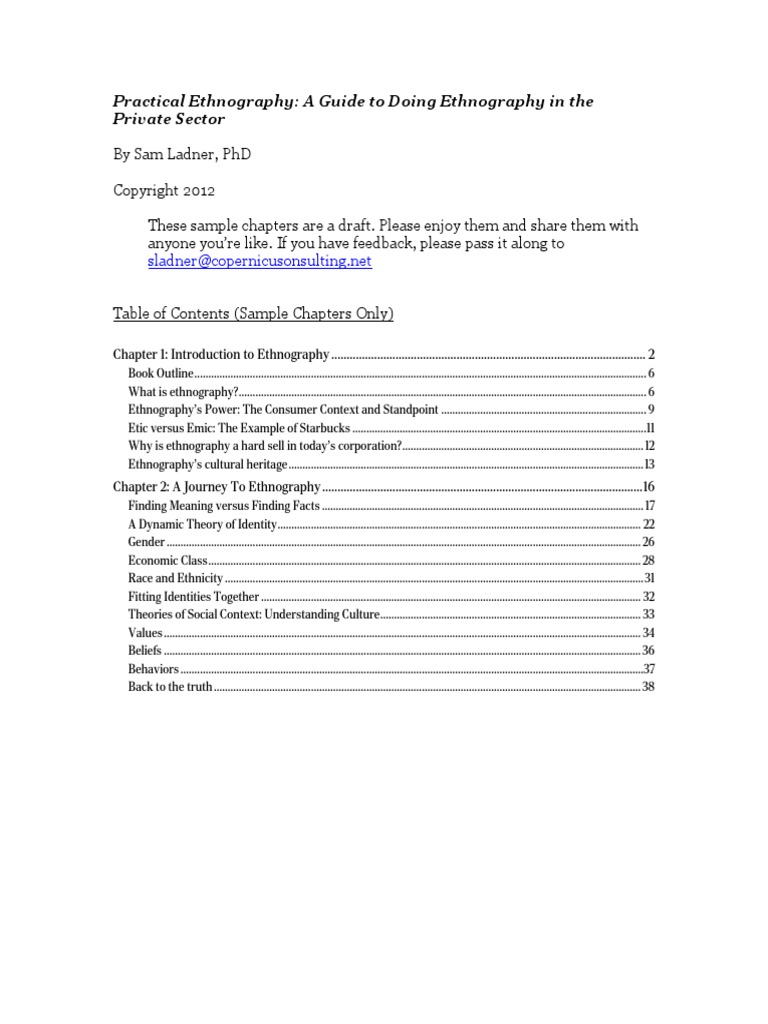 Practical Ethnography Sample | Ethnography | Field Research