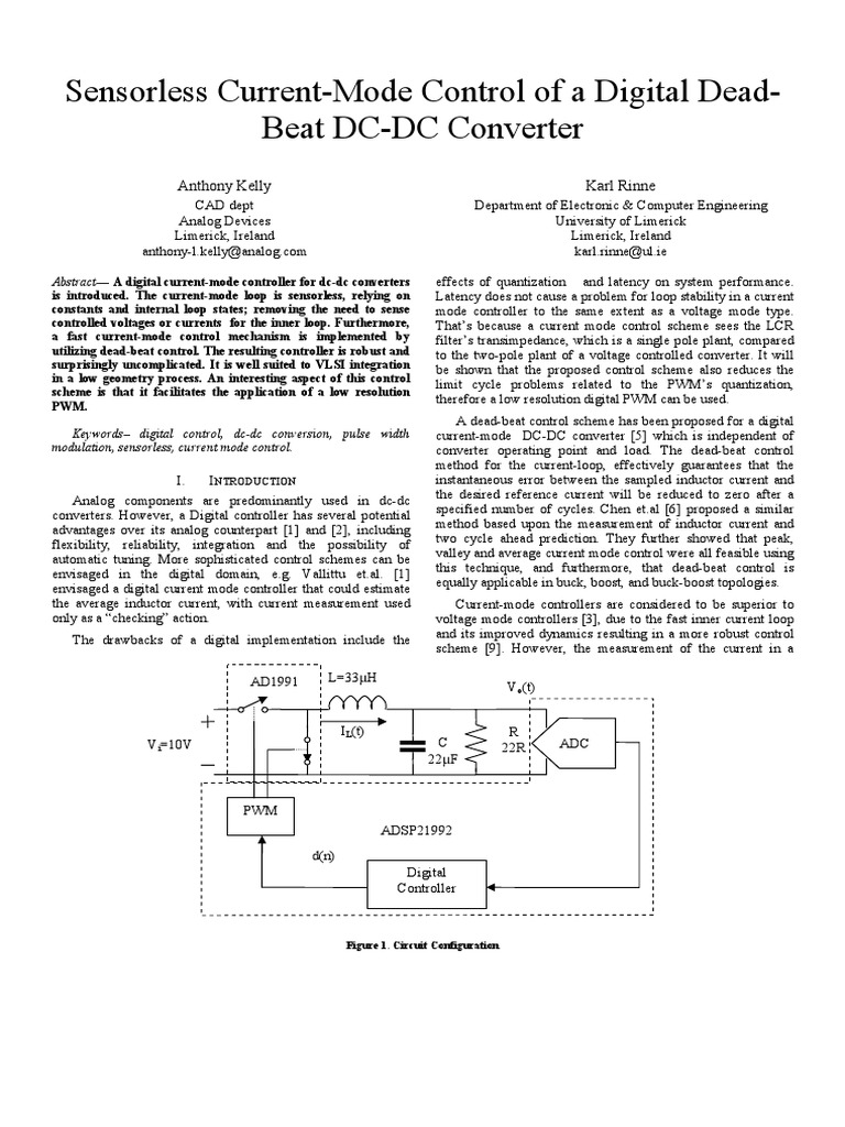Sensorless Current Mode Control | PDF | Analog To Digital Converter ...