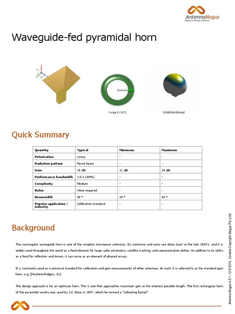 Waveguide-Fed Pyramidal Horn: Quick Summary | PDF | Waveguide ...