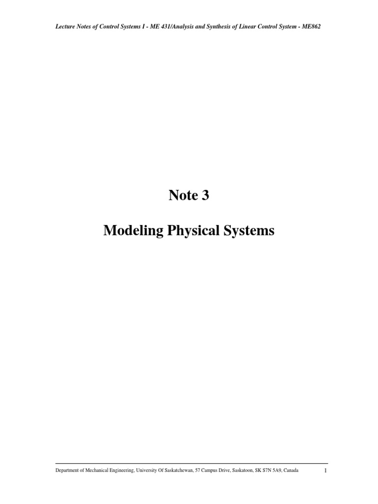 Control Systems I Lecture Notes | PDF | Force | Torque