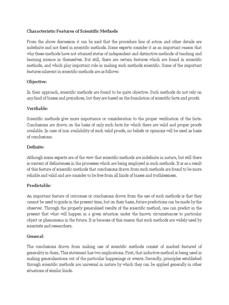 Characteristic Features of Scientific Methods | PDF | Scientific Method ...