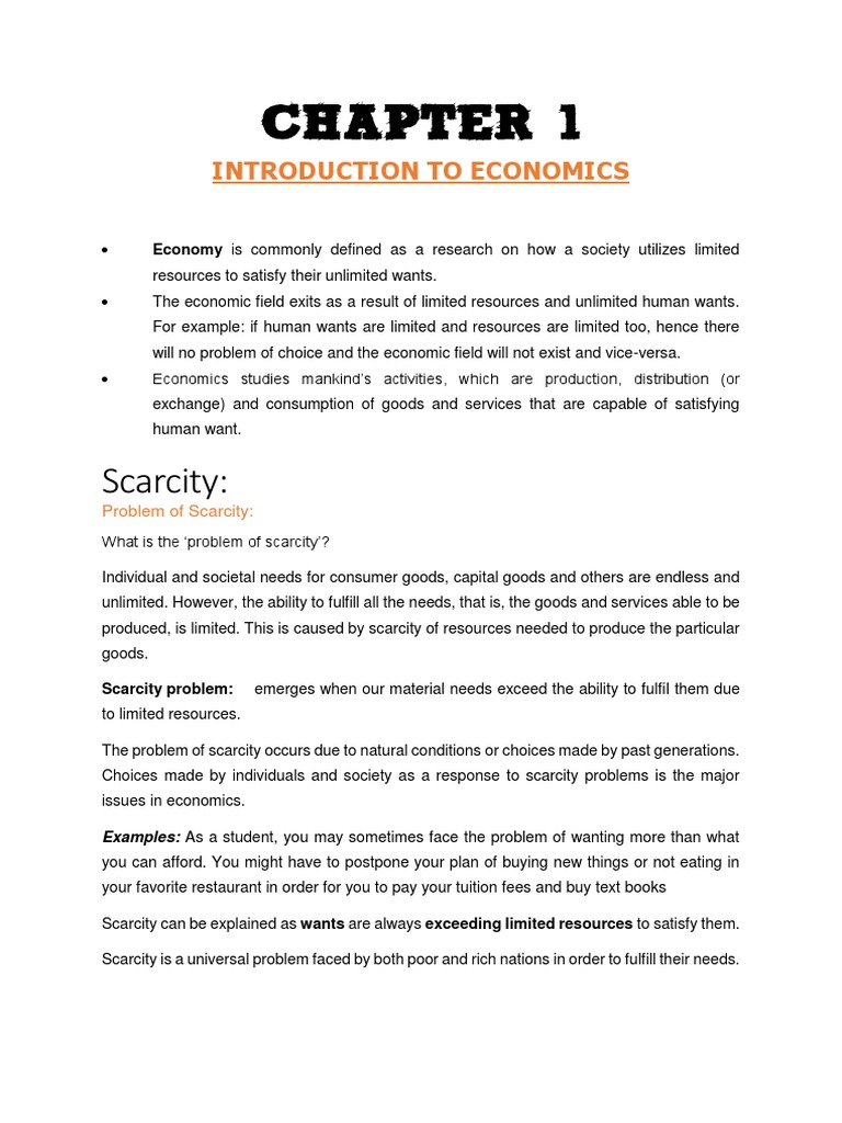 Chapter 1 Scarcity | PDF | Factors Of Production | Capital (Economics)