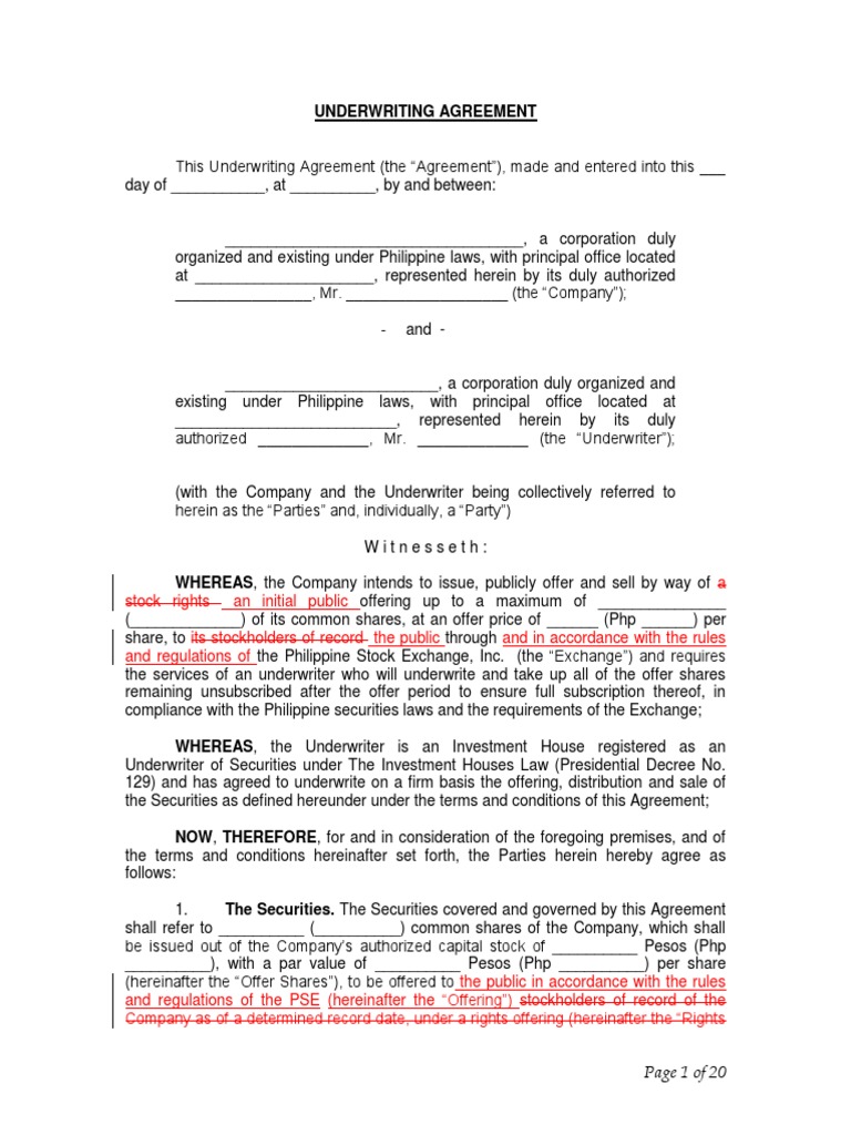 Underwriting Agreement | PDF | Prospectus (Finance) | Indemnity