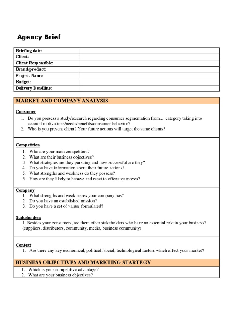 Agency Brief: Market Analysis & Strategy | PDF | Business