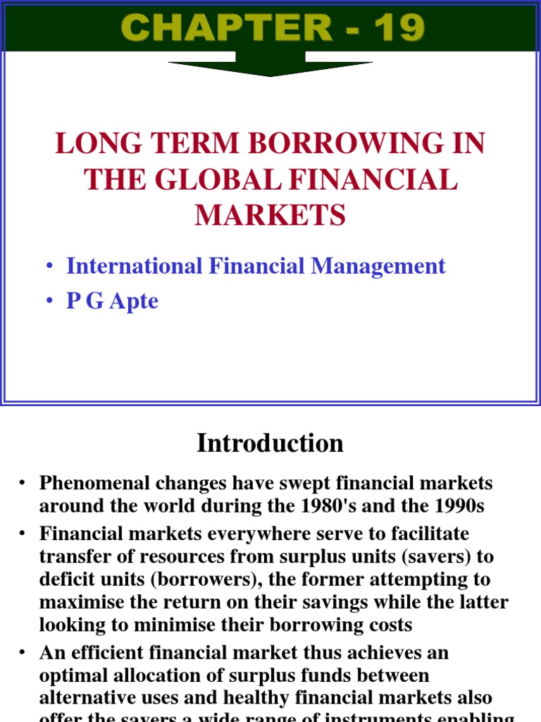 Long Term Borrowing in The Global Financial Markets: - International ...