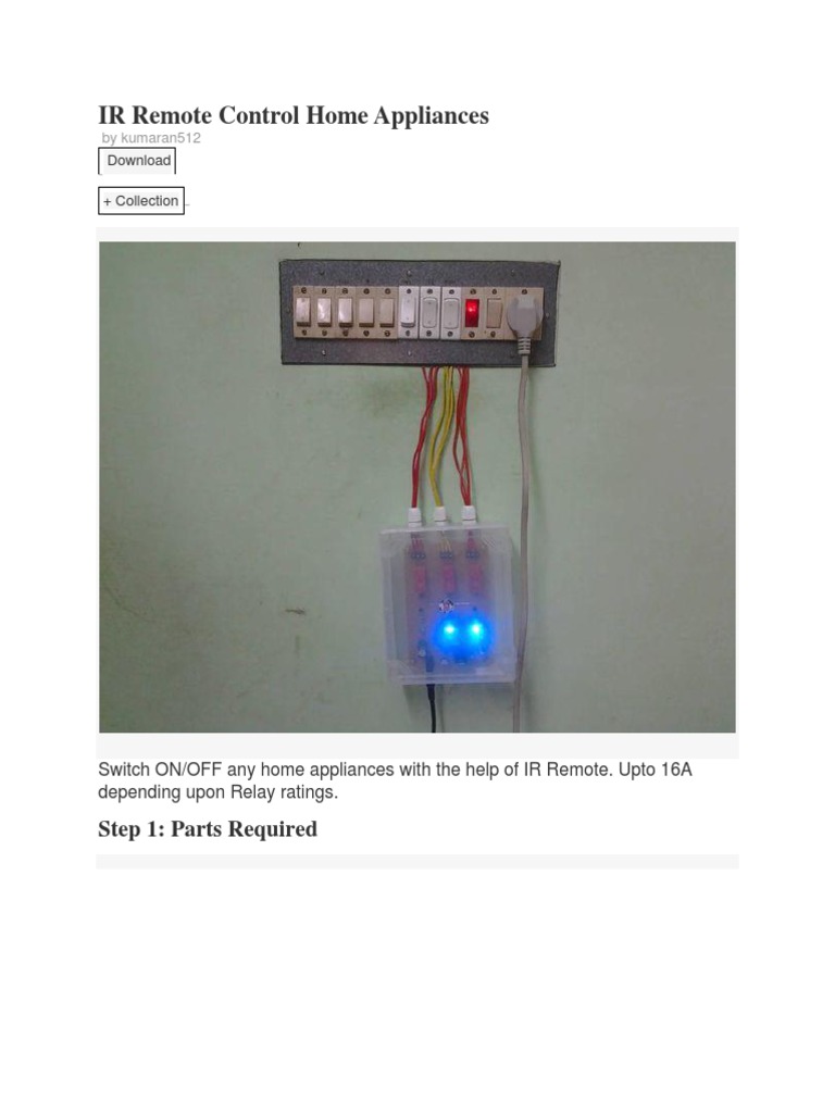 IR Remote Control Home Appliances | PDF | Switch | Power Supply