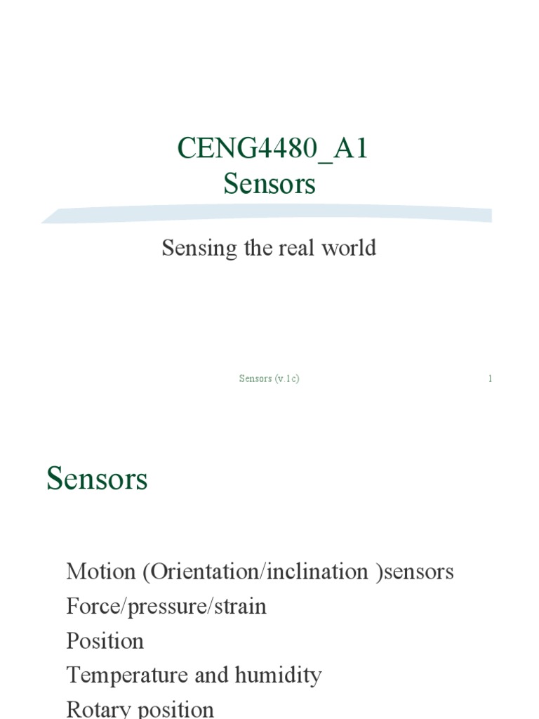 CENG4480 - A1 Sensors: Sensing The Real World | Download Free PDF ...